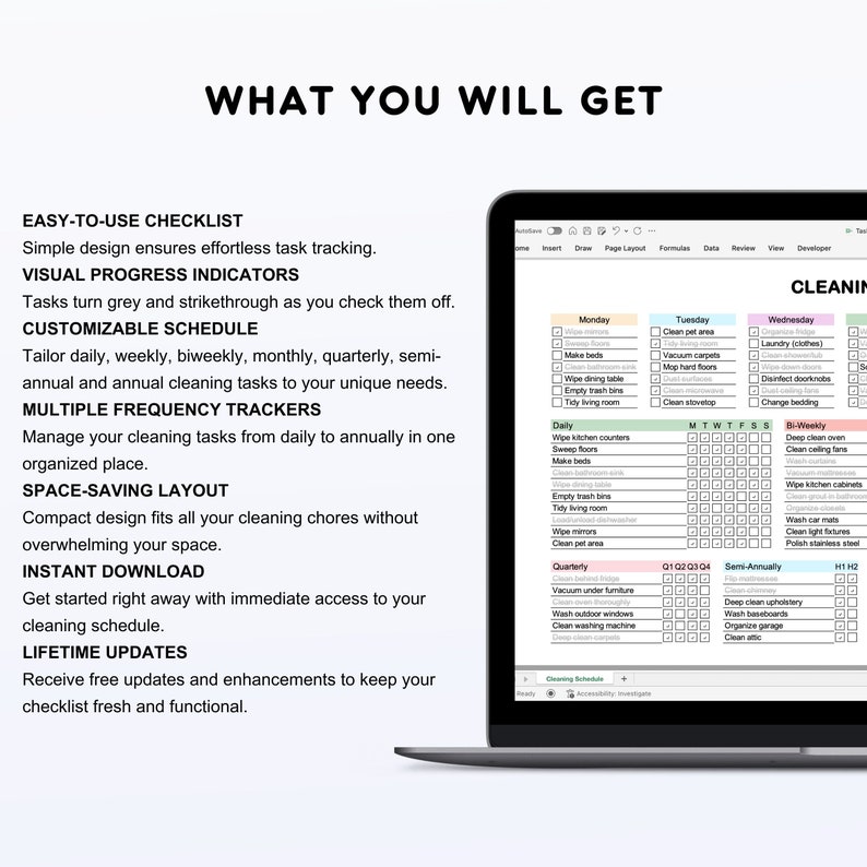 Customizable Cleaning Schedule Template: Colorful Excel Checklist ...