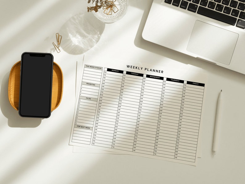 Work Week Planner Template Weekly Daily Schedule Printable PDF Undated ...