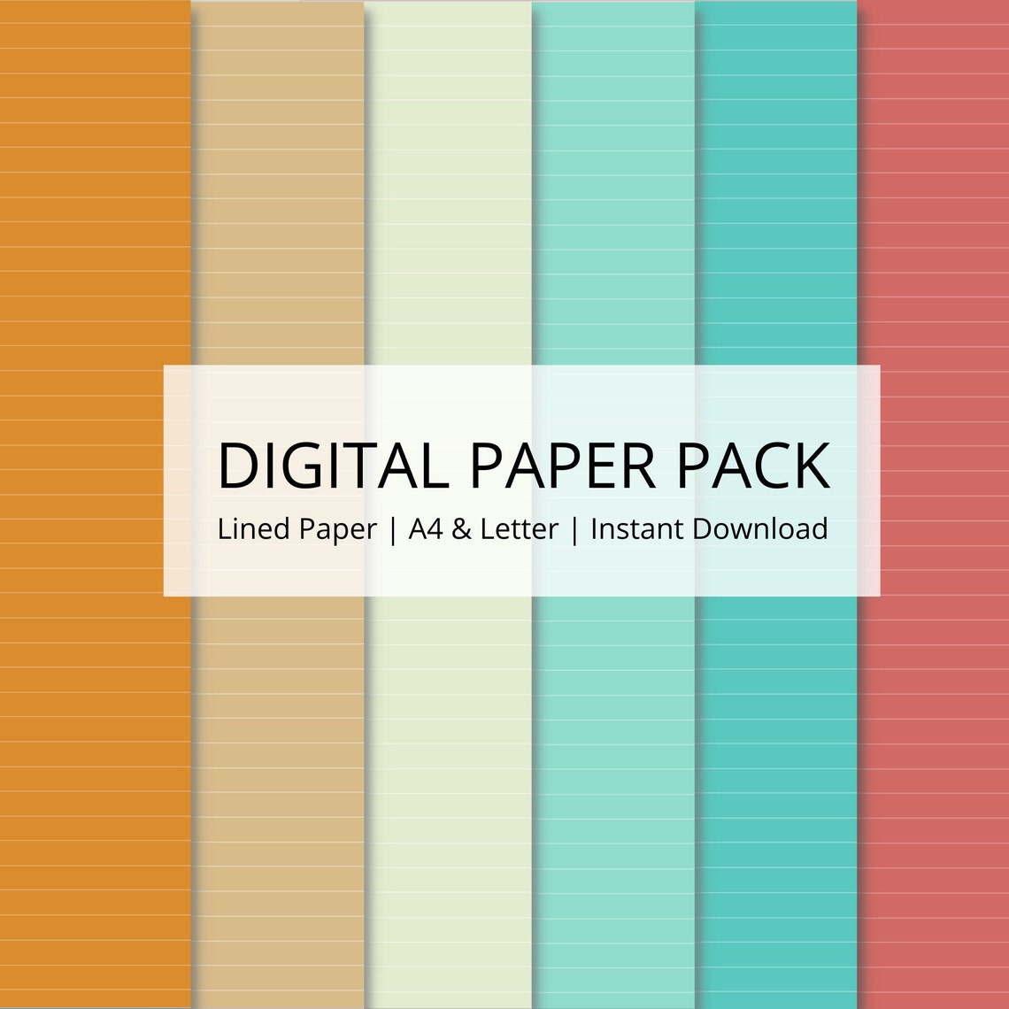 Digital Paper Multi-colored College Ruled, Lined Paper Digital Planner ...