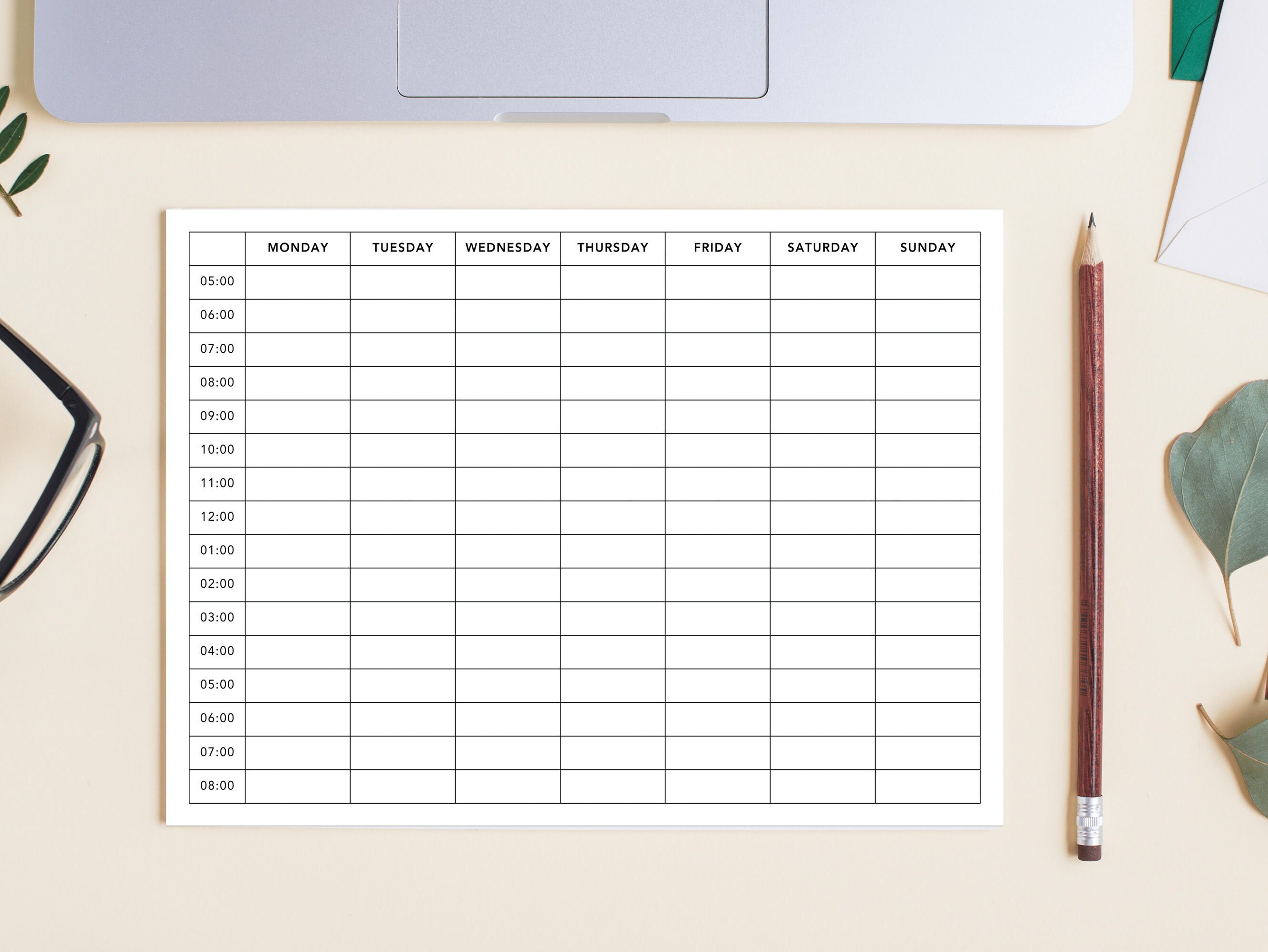 Weekly Schedule Printable Weekly Planner Template, Hourly Weekly Agenda ...