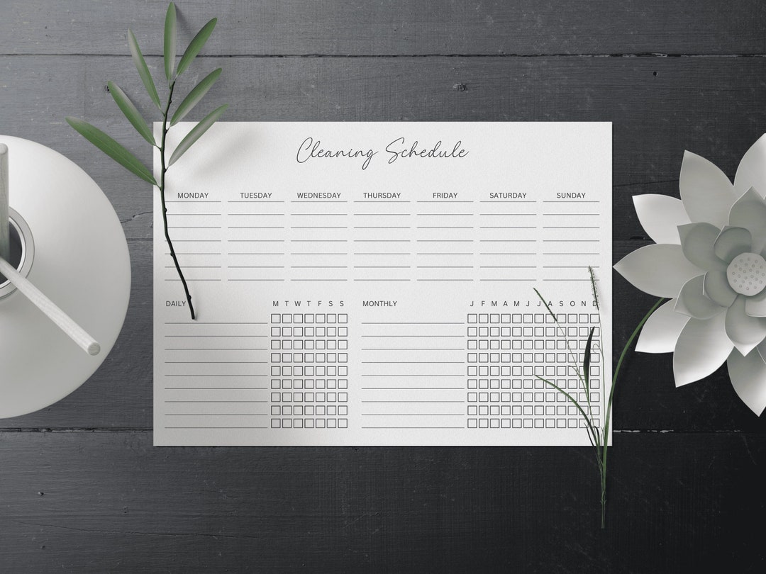 Printable Cleaning Schedule Daily, Weekly, Monthly Cleaning Checklist ...