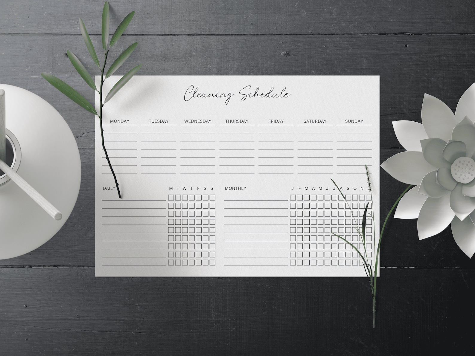 Printable Cleaning Schedule Daily, Weekly, Monthly Cleaning Checklist ...