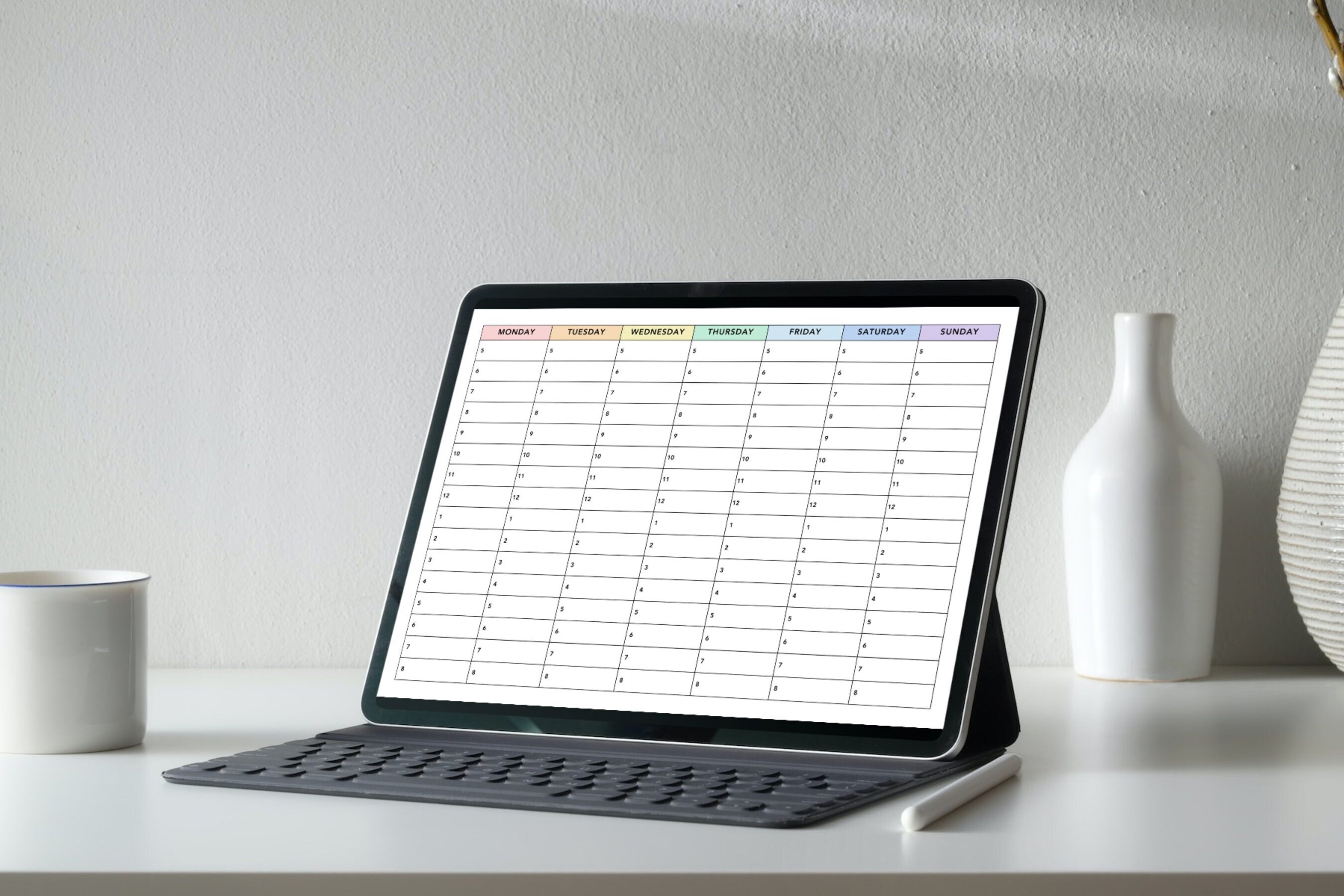 Weekly Schedule Digital Weekly Planner Template Colorful Daily Planner ...