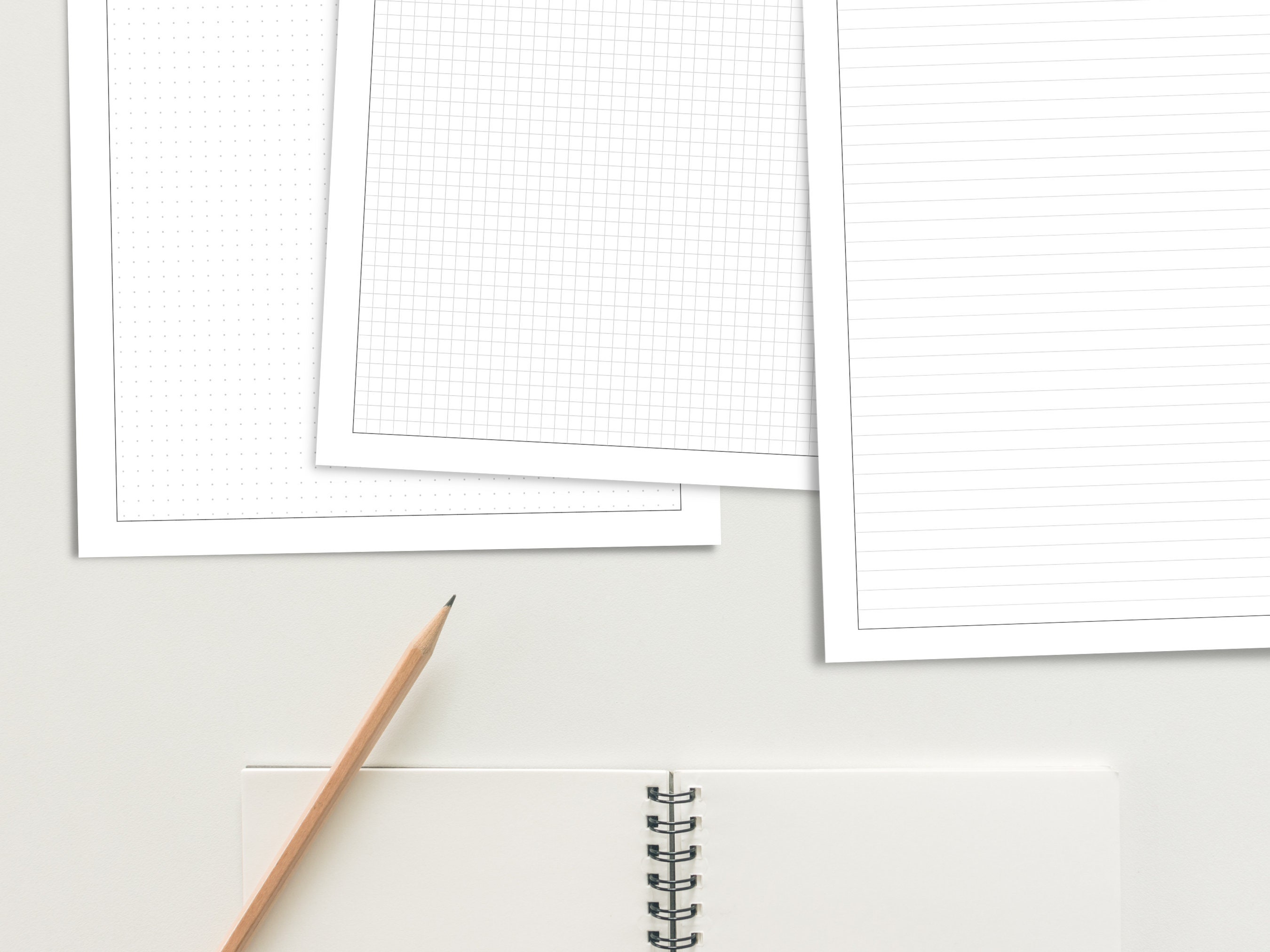 Printable Lined, Dot, Graph Grid Paper Sheets for Note Taking Writing ...