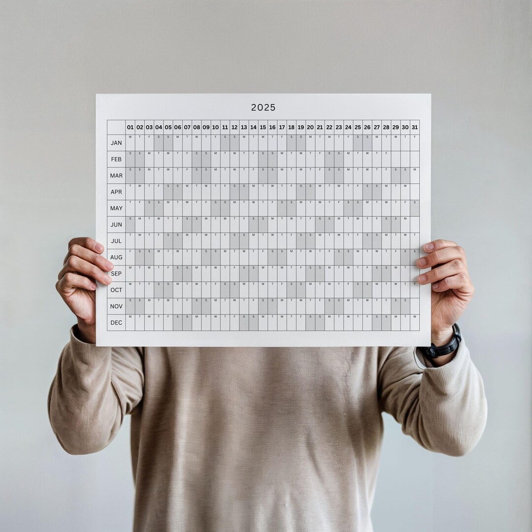 2025 Minimalist Wall Planner | Printable Yearly Calendar | A1, A2, 36 ...