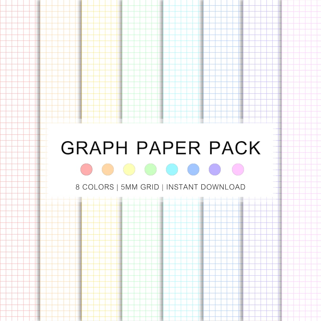 Colorful Graph Paper Bundle 8 Printable Templates Rainbow Colours ...