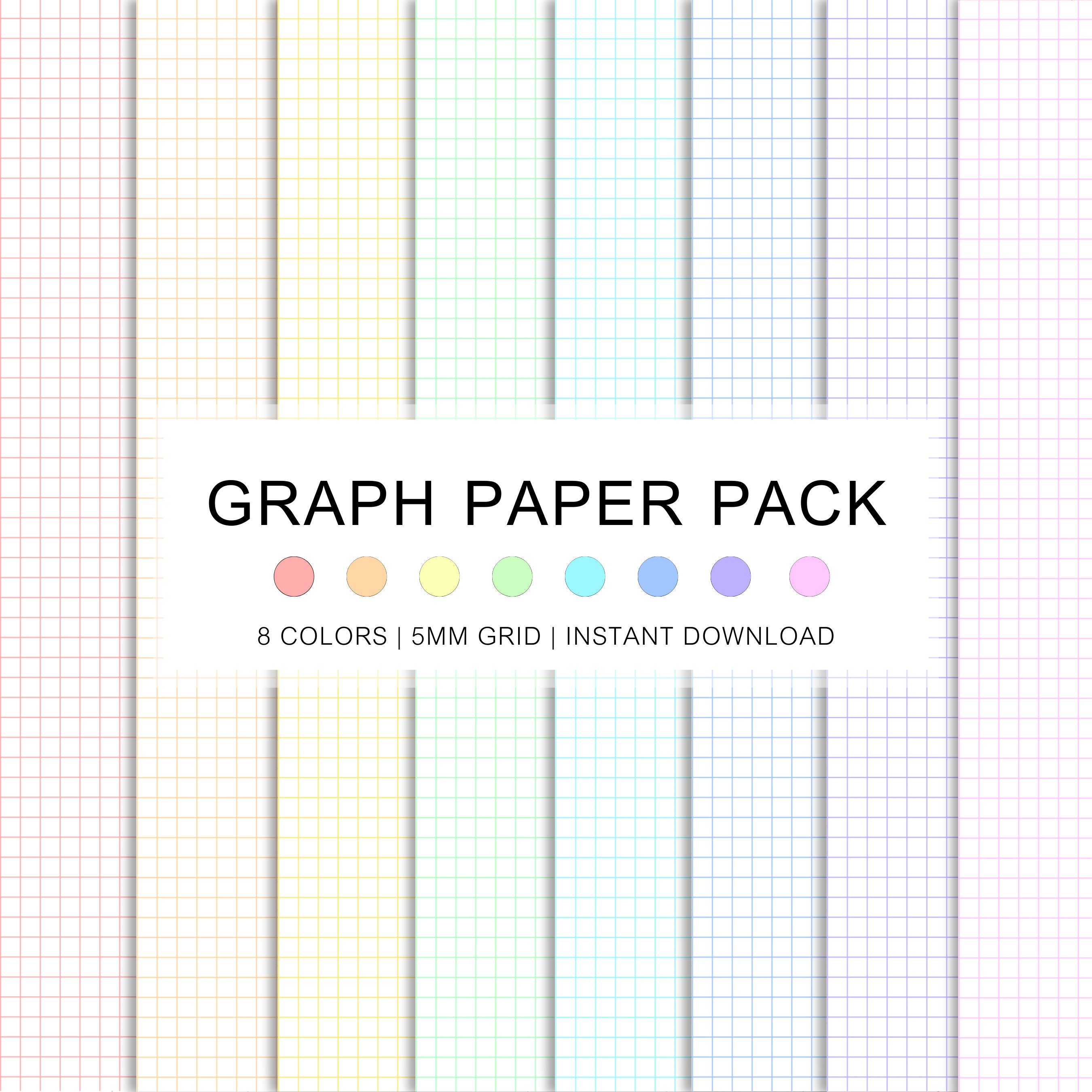 Colorful Graph Paper Bundle 8 Printable Templates Rainbow Colours ...