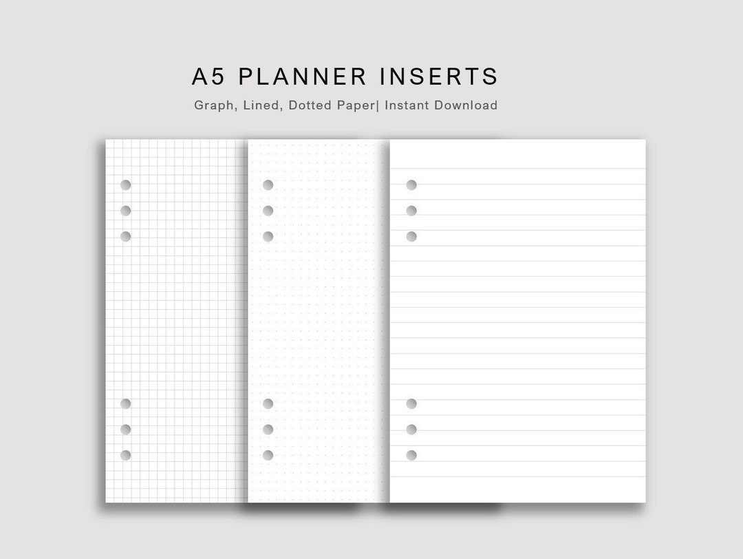 A5 Planner Inserts: Lined, Graph, Dot Grid (printable PDF Download) - Etsy