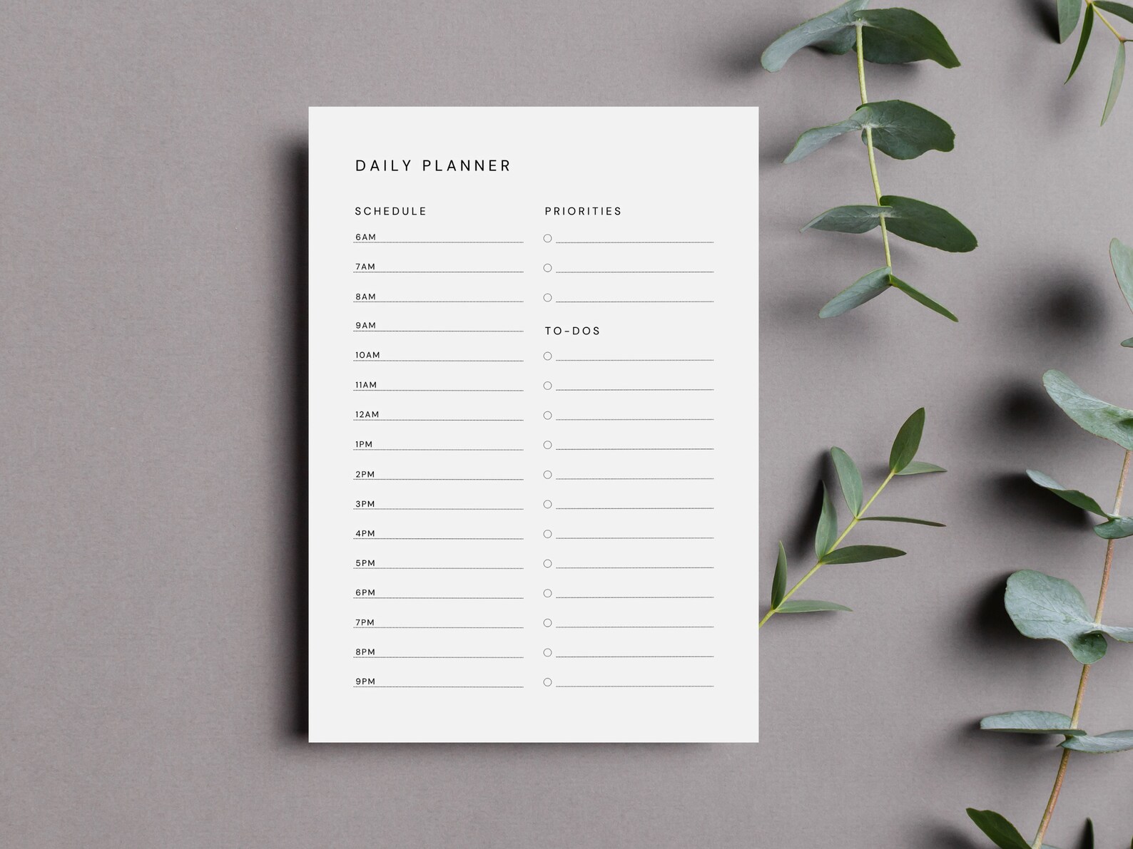 Printable Daily Planner Template PDF Simple Minimalist - Etsy