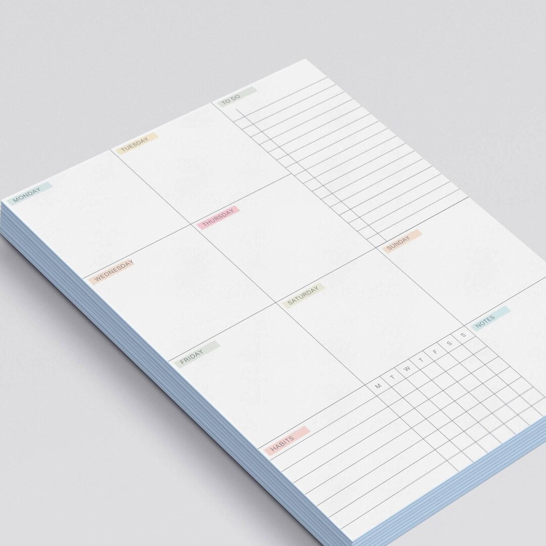 Weekly Planner Template Portrait Minimalist Weekly Planner With Habit ...