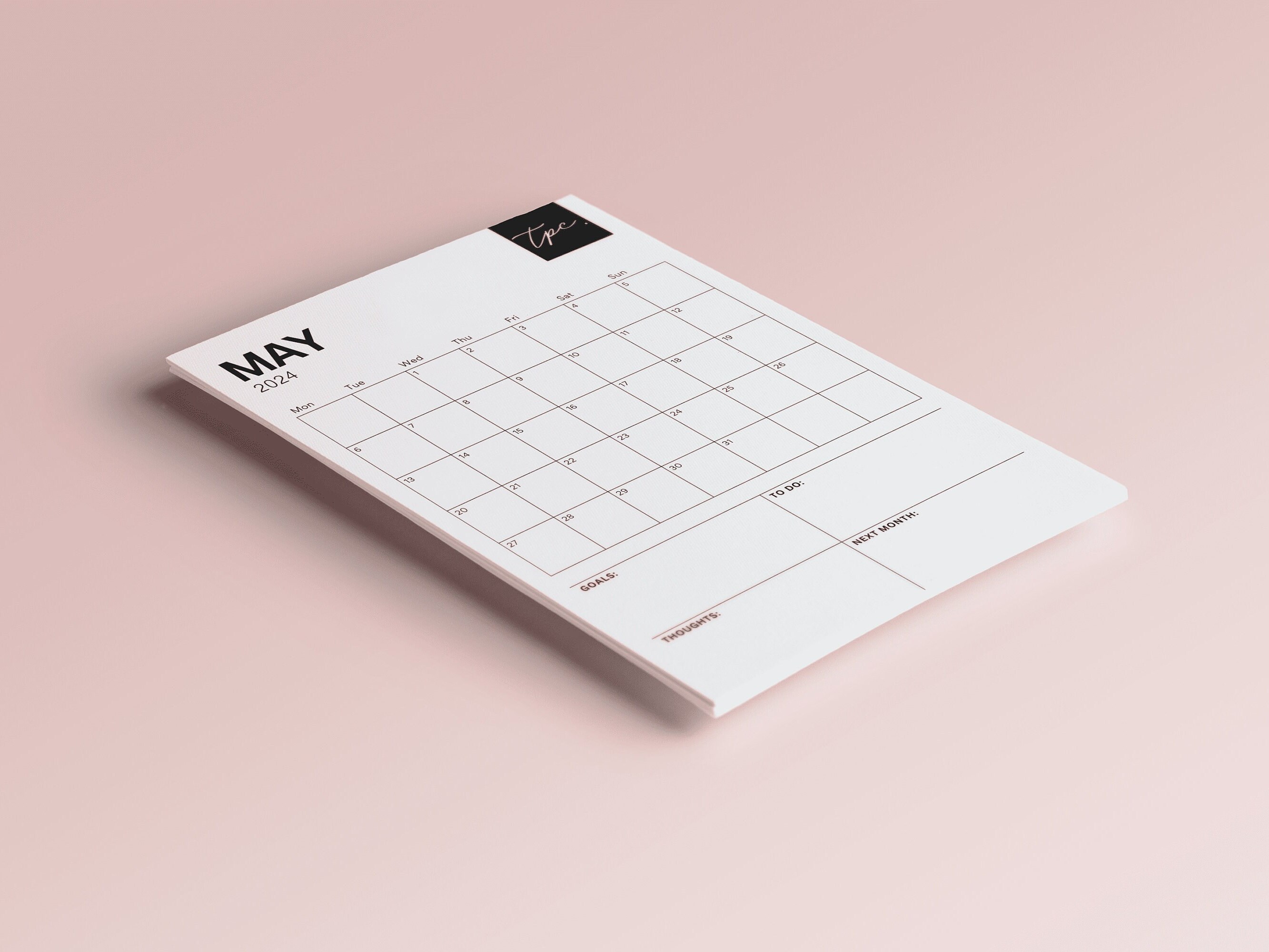 Printable Monthly Calendar 2024 Minimalist Calendar PDF Monthly Planner ...