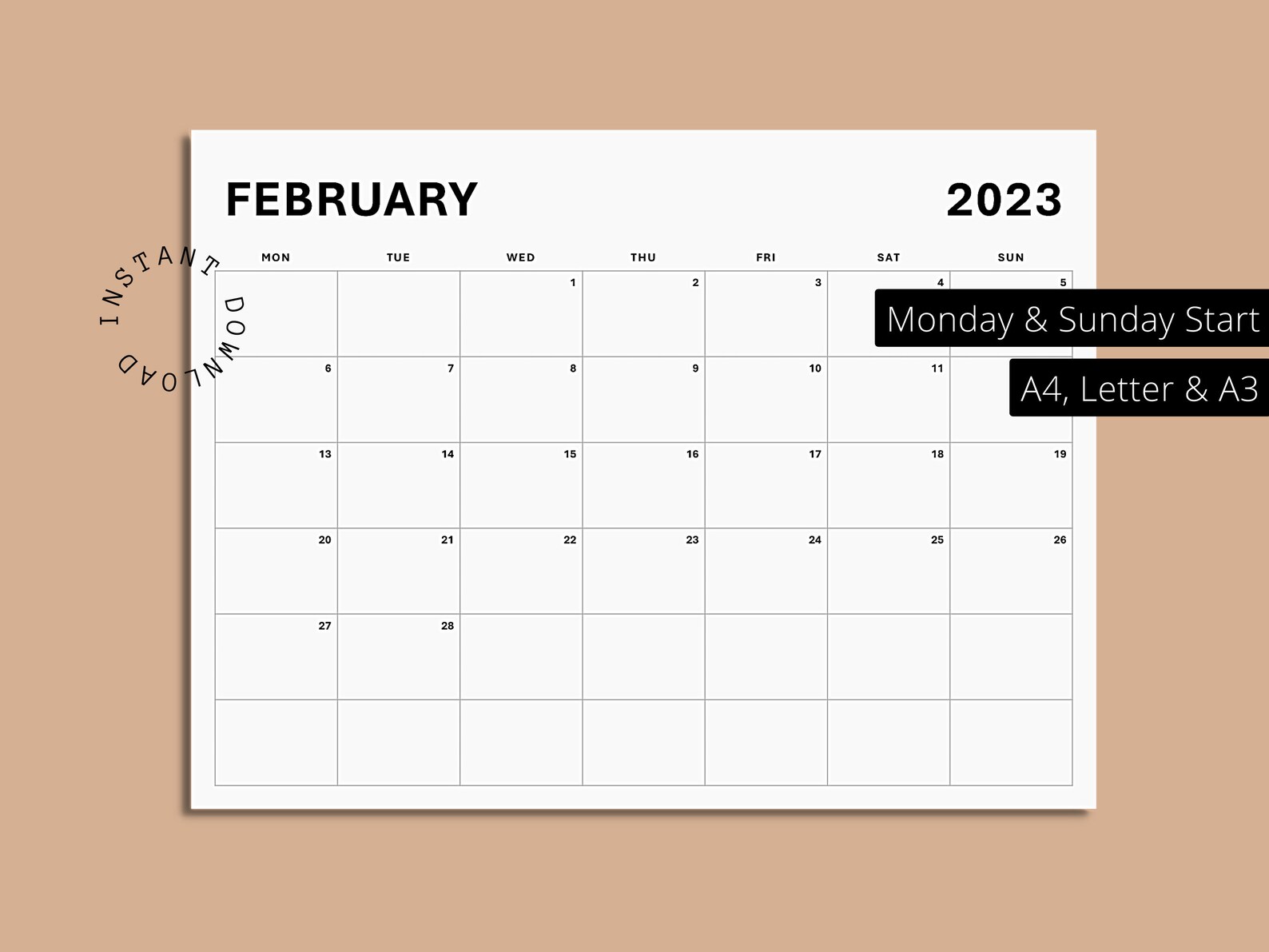 2023 Calendar Printable Minimalist Monthly Planner 2023 - Etsy
