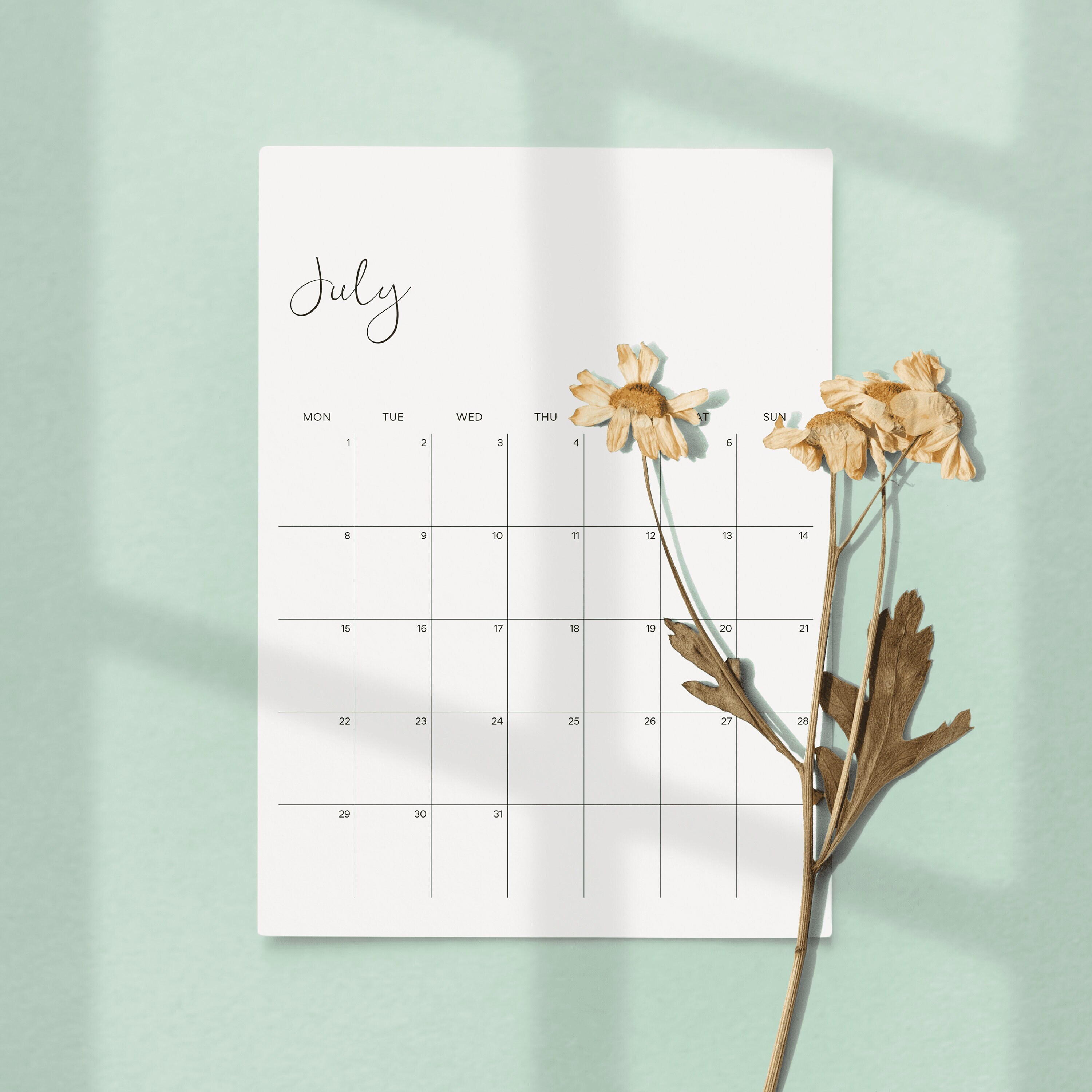 2024 Calendar Printable Minimalist Calendar PDF Monthly Planner 2024 ...