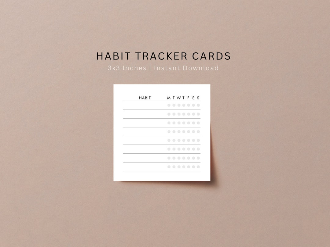 3x3 Habit Tracker Cards Printable 3x3 Inches Checkboxes Daily Habits ...