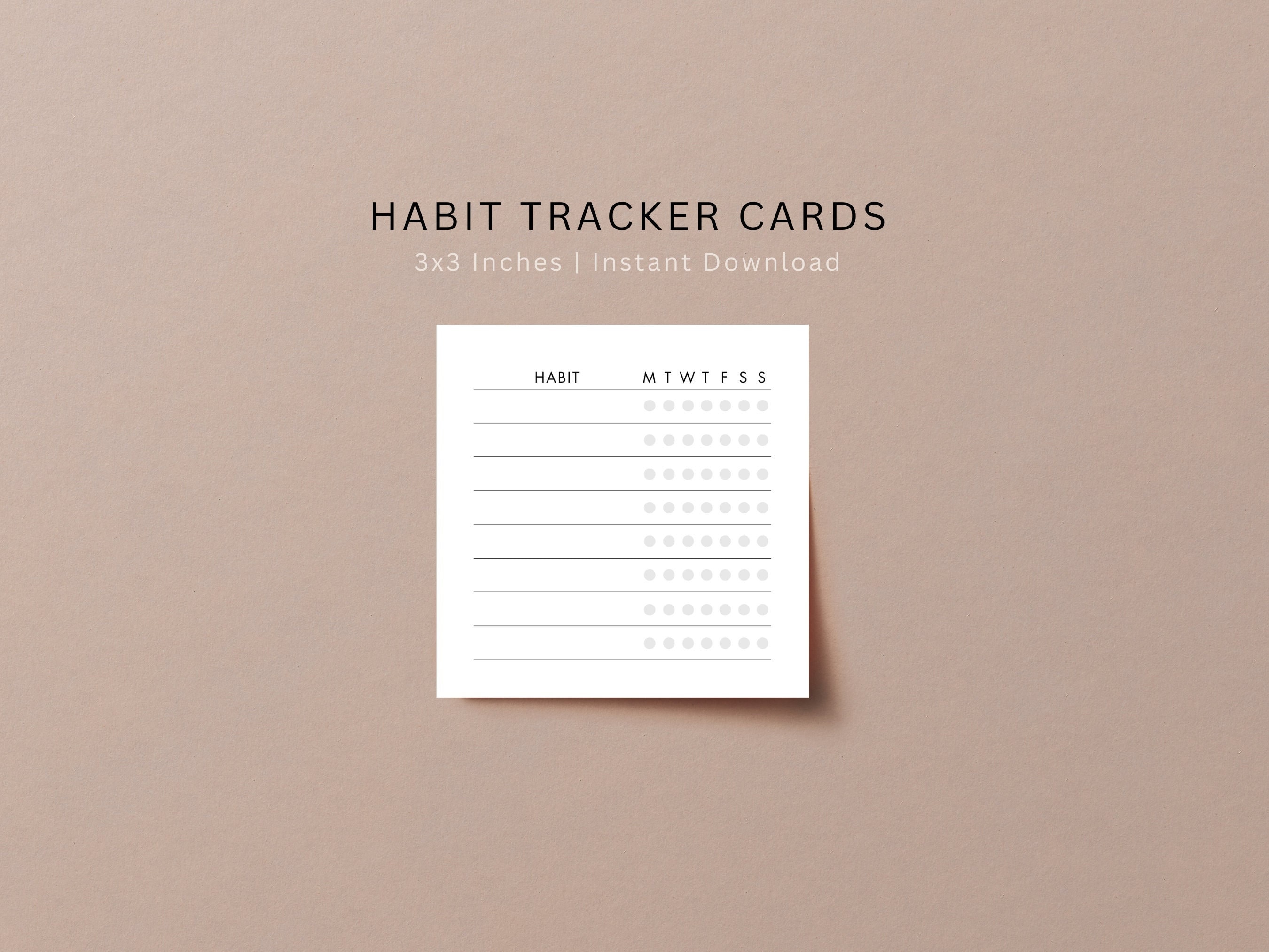 3x3 Habit Tracker Cards Printable 3x3 Inches Checkboxes Daily Habits ...