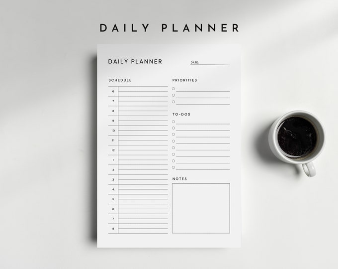 Minimalist Daily Planner PRINTABLE // Undated Planner // Productivity ...