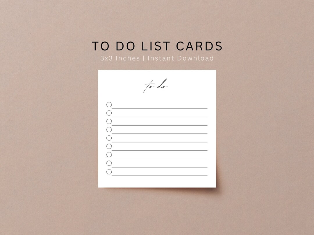Printable to Do Cards Memo Cards Todo Minimalist Planner - Etsy