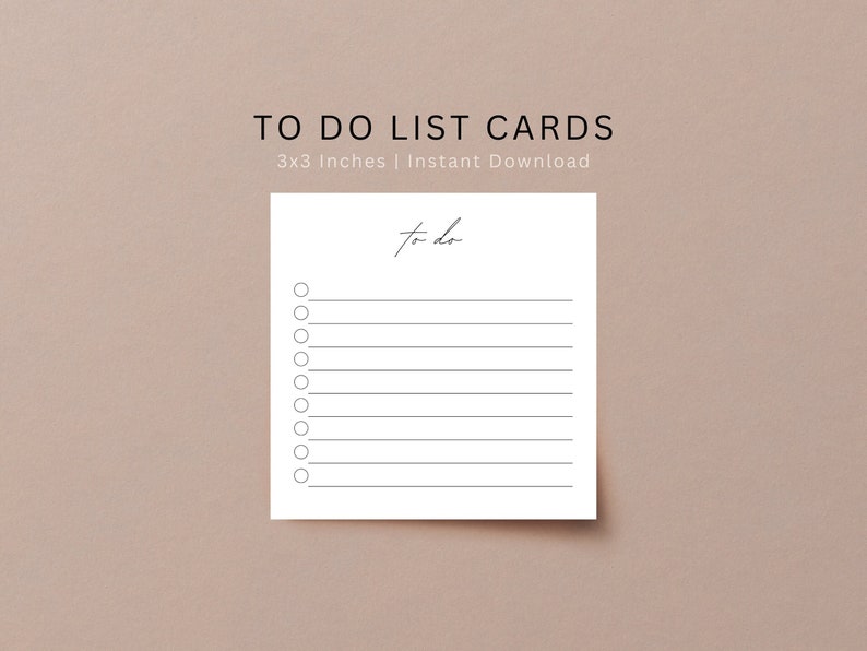 Printable to Do Cards Memo Cards Todo Minimalist Planner - Etsy