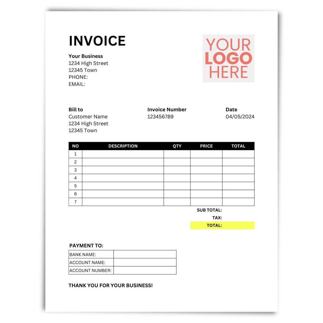 Invoice Template Fully Customizable With Canva Free Invoice Form ...