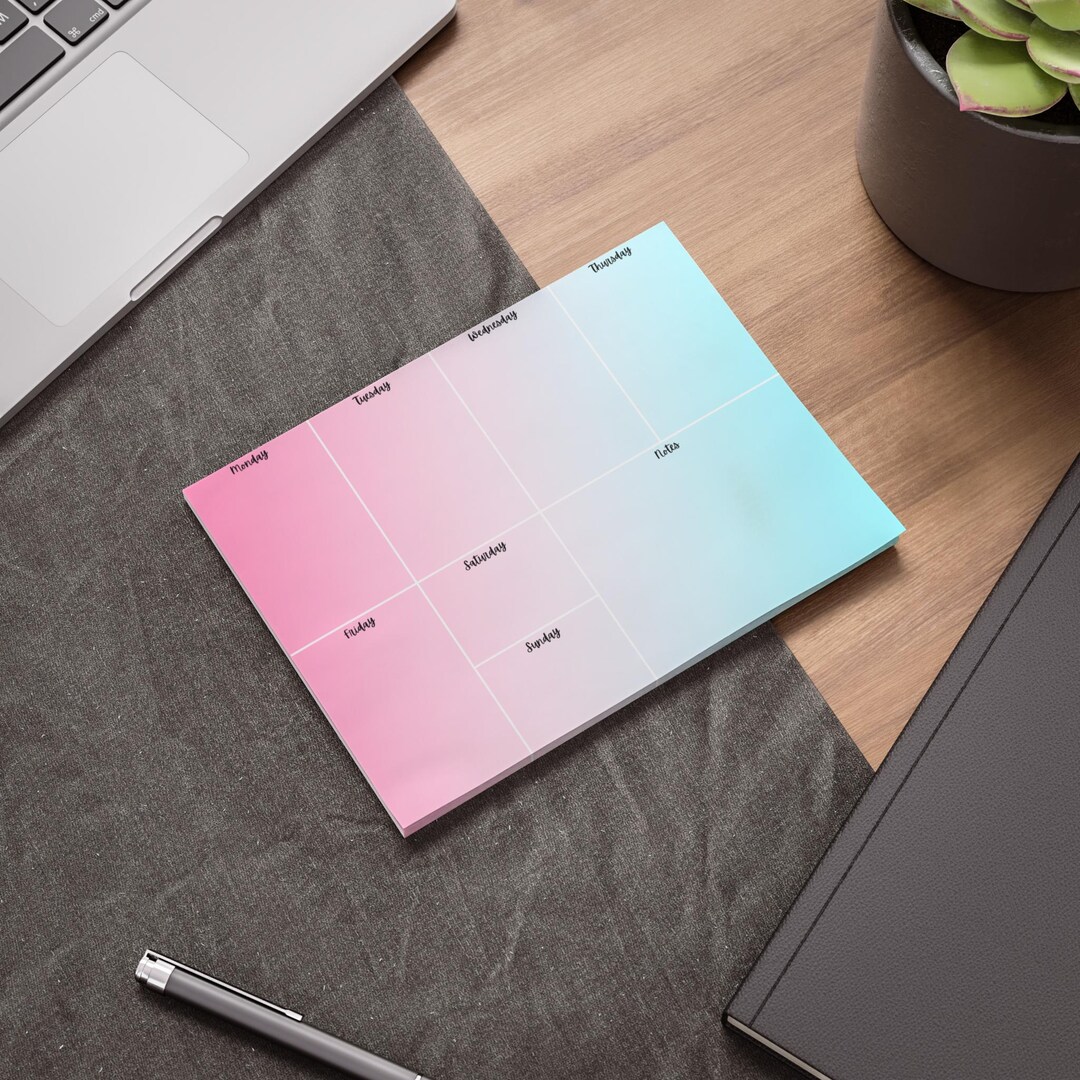 Weekly Planner Pad Landscape Mermaidcore Gradient – Desk Notepad Sticky ...