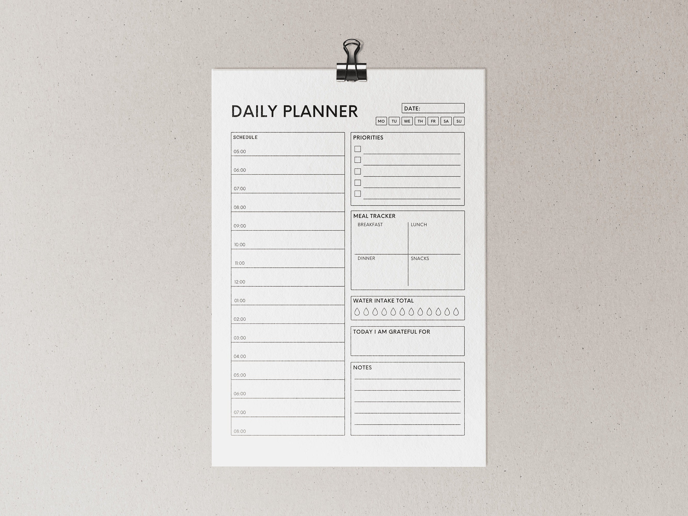 Daily Planner Template PDF Printable and Digital Minimalist - Etsy