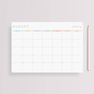 2025 Monthly Calendar Printable: Minimalist Rainbow Planner (PDF ...