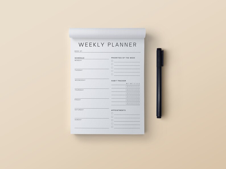 Weekly Planner Printable Minimalist Weekly Planner PDF Weekly - Etsy