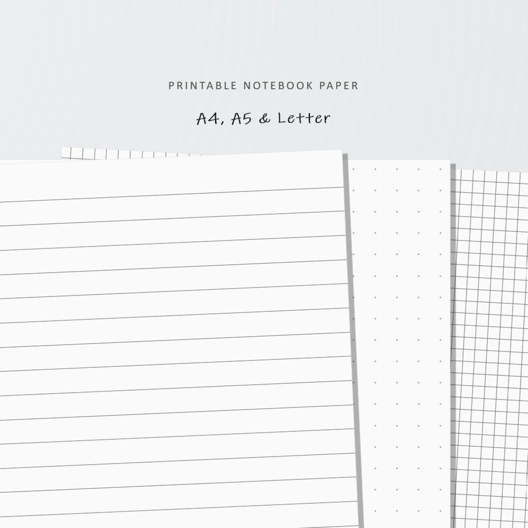 Printable Notebook Paper Bundle | Lined, Graph & Dot Grid Paper for ...