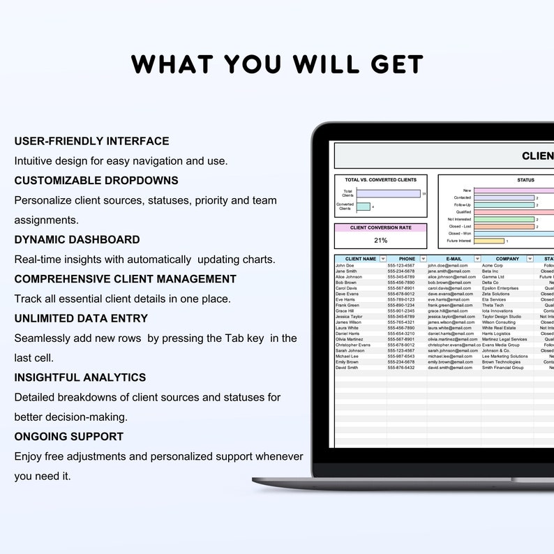Client Tracker Excel: Small Business CRM, Prospect Tracker (digital ...