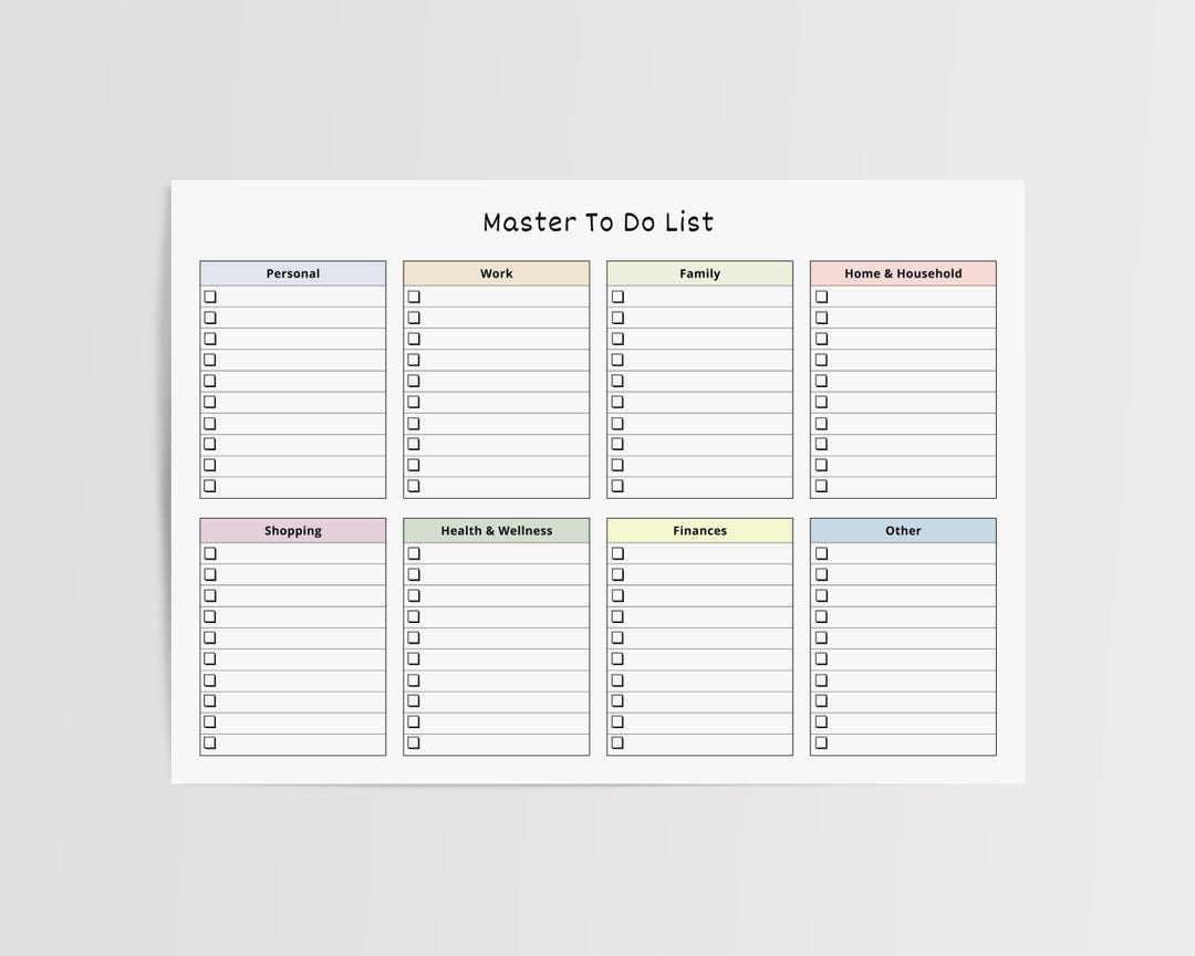 To Do List With Categories Printable PDF, Digital Daily Planner ...