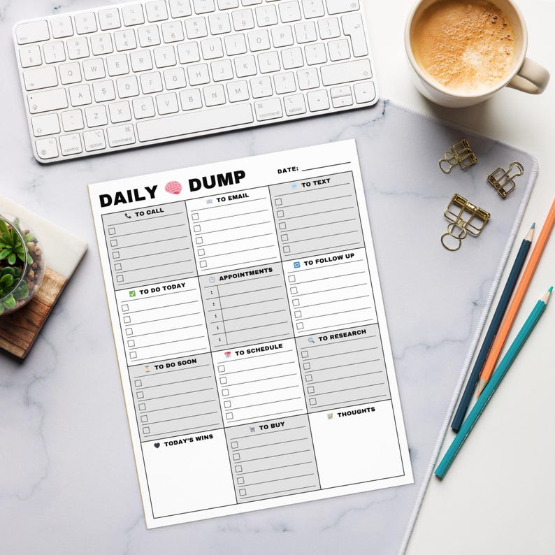 Daily Planner Notepad: 8.5x11 Brain Dump To-do List - 40 Pages - Etsy