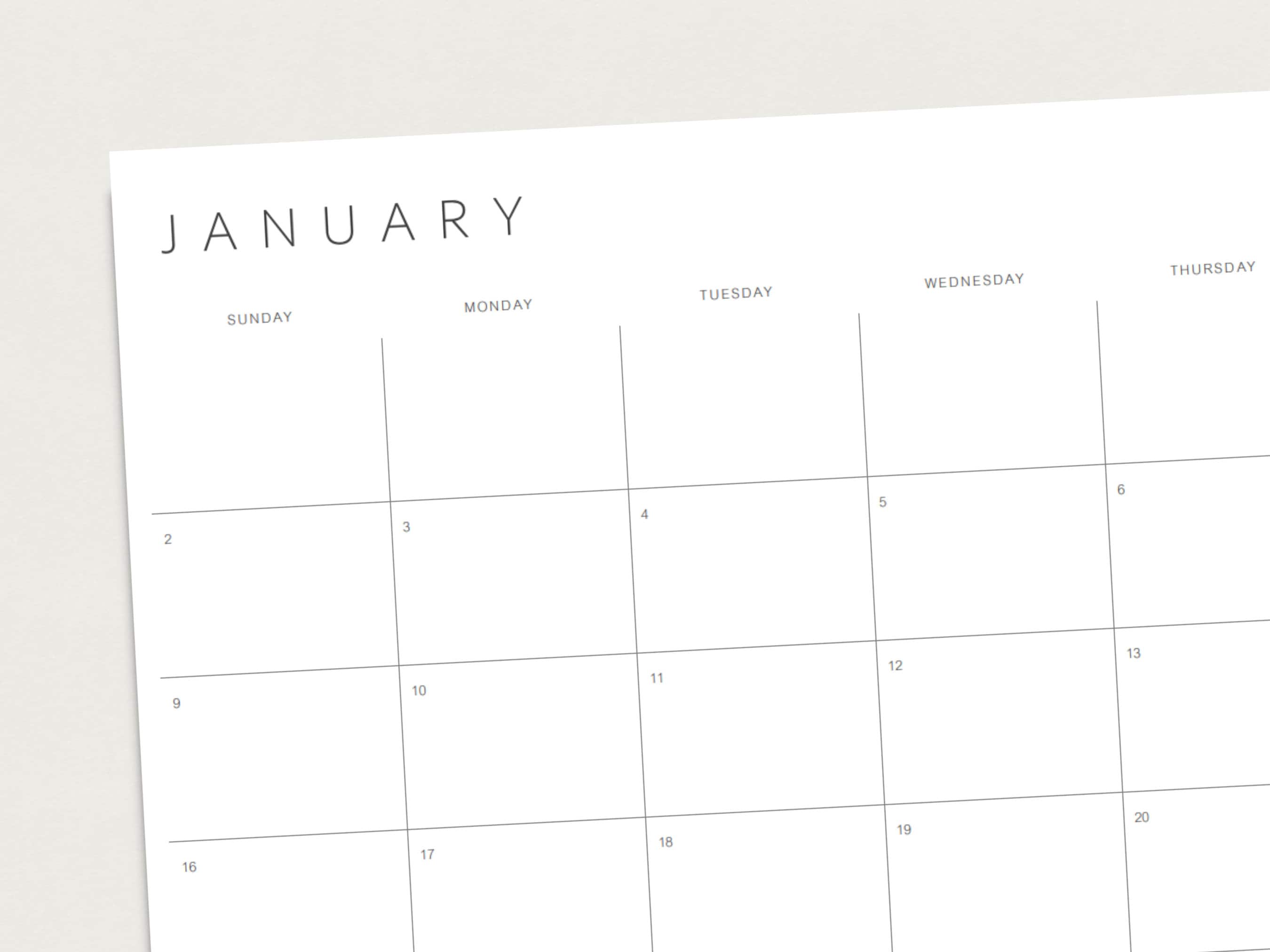 Calendars & Planners Paper Digital Undated Monthly Calendar 8.5x11 in ...