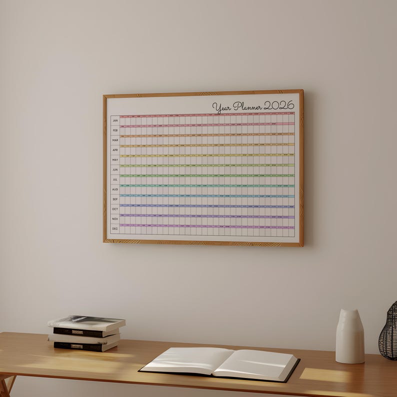 2026 Rainbow Wall Calendar Poster: Year-at-a-glance Planner - Etsy