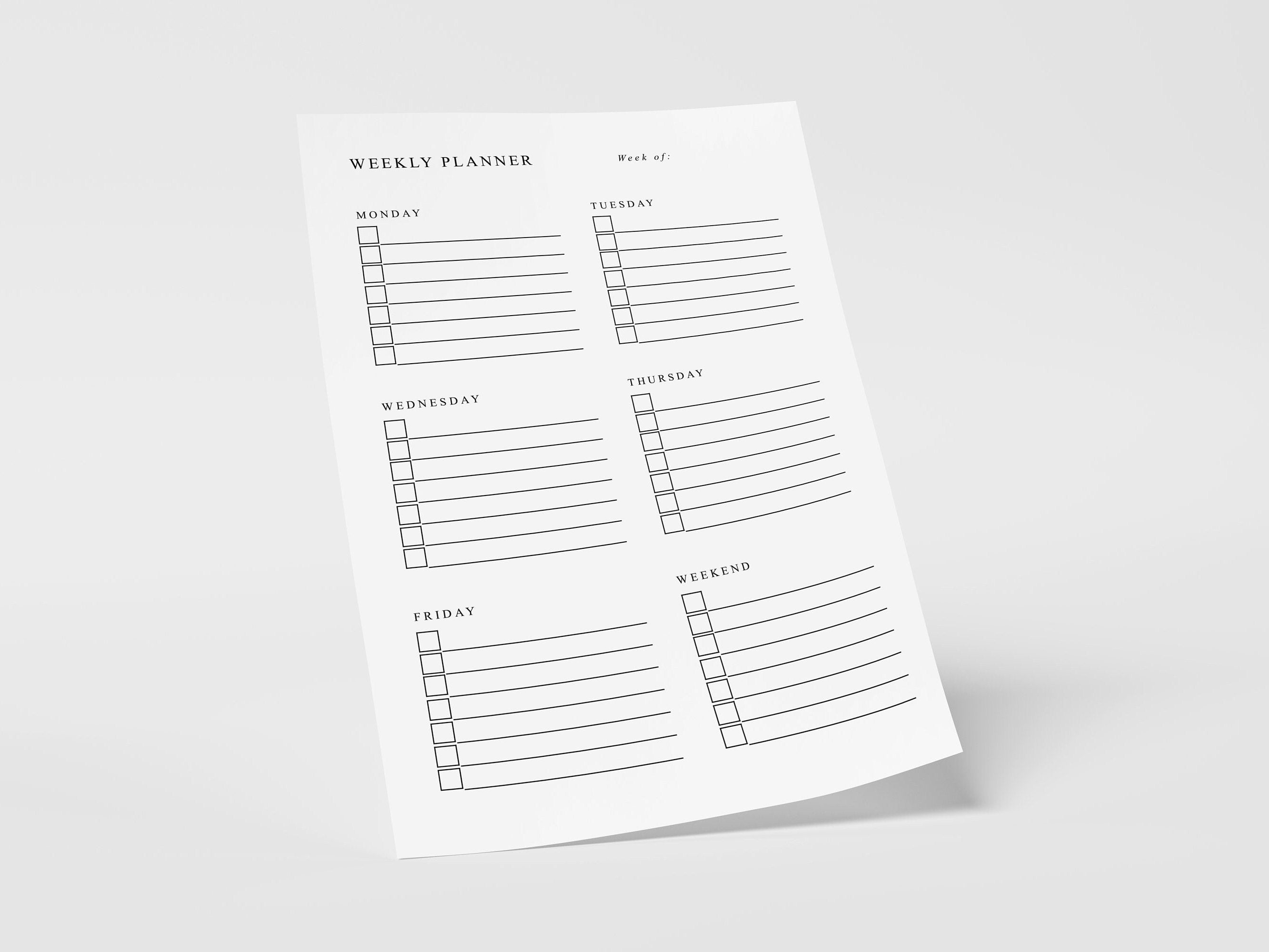 Weekly to Do List Printable Minimalist Weekly Planner Daily - Etsy
