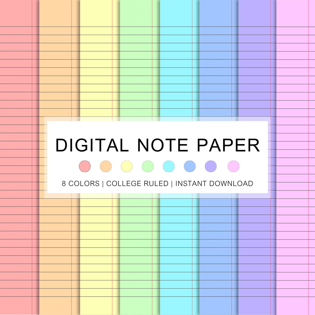 Rainbow Digital Note Paper: College Ruled, A4/letter (PDF Download) - Etsy