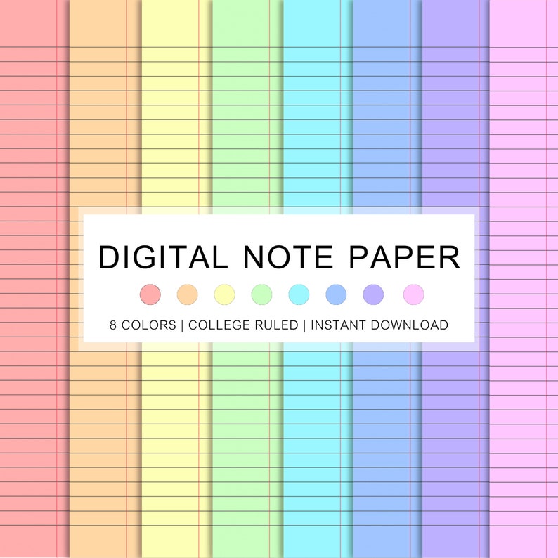Rainbow Digital Note Paper: College Ruled, A4/letter (PDF Download) - Etsy