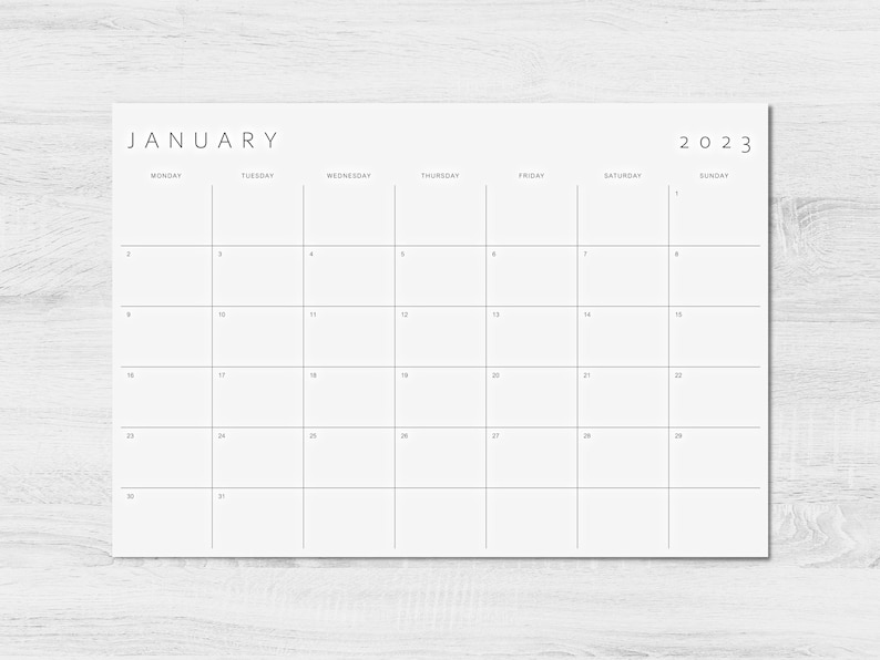 2023 Calendar Printable Digital Monthly Planner Minimalist - Etsy
