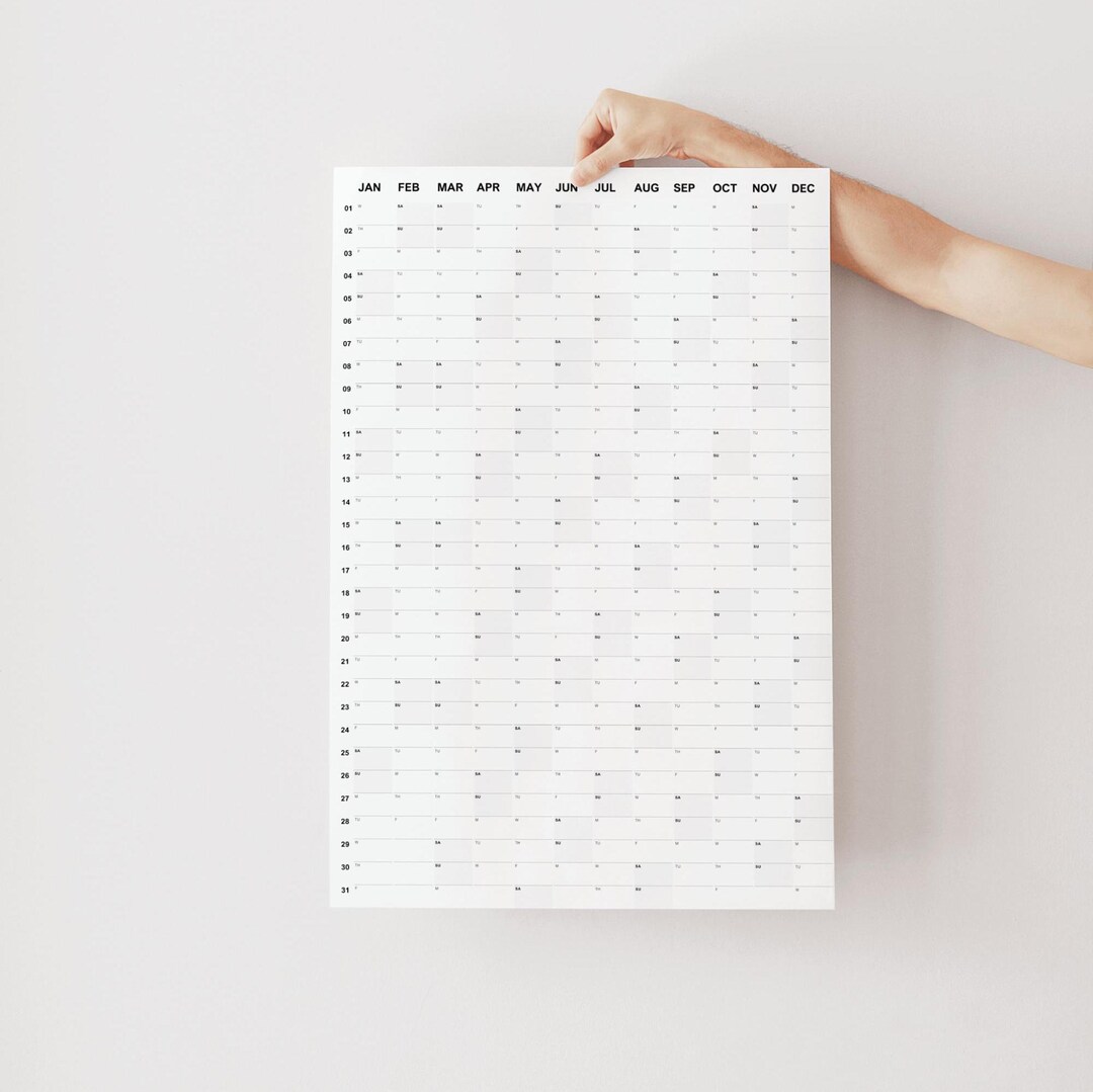 2025 Minimalist Wall Calendar Printable Large Yearly Planner PDF A0 A1 ...