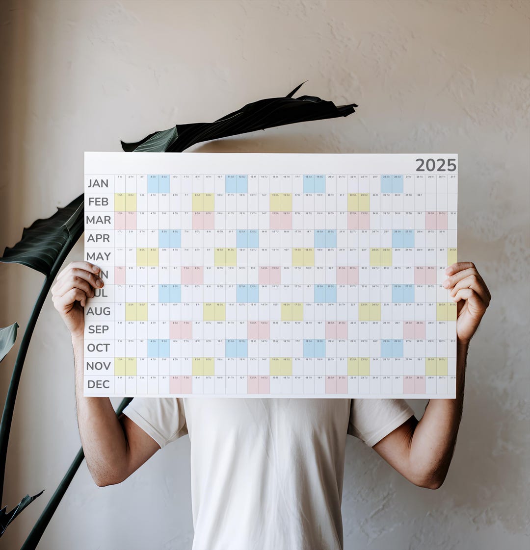 2025 Yearly Calendar Wall Planner, Year at A Glance Large Wall Calendar ...