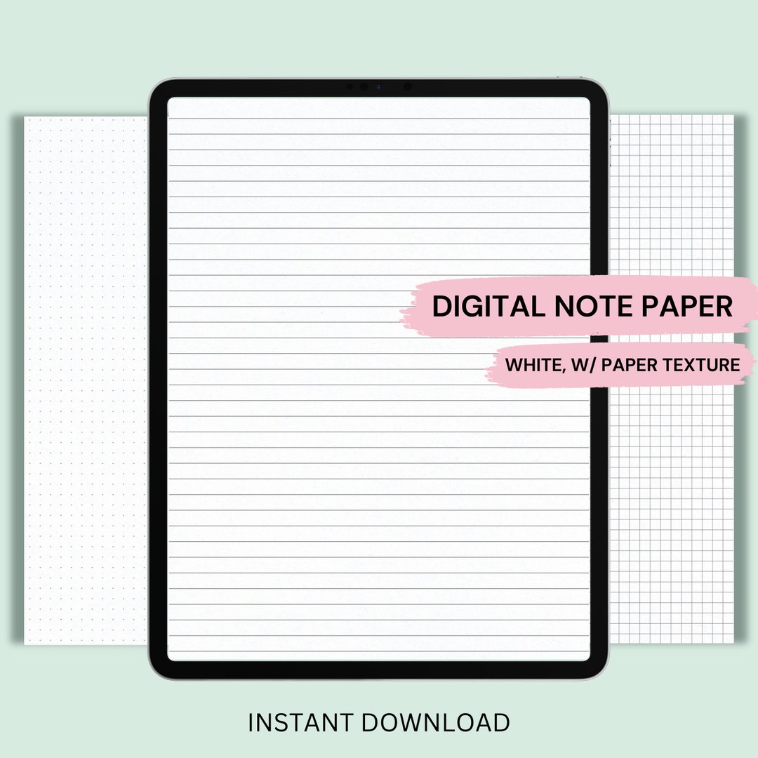 Digital Note Paper Templates White Digital Paper | Lined, Dot Grid ...