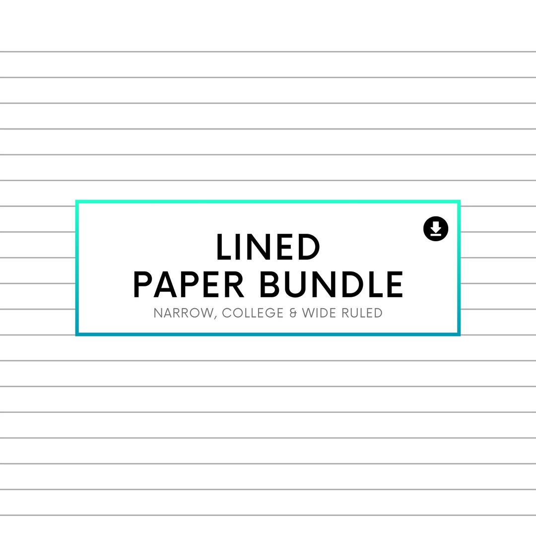 Lined Paper Bundle Printable Ruled Pages Wide Ruled College Ruled ...