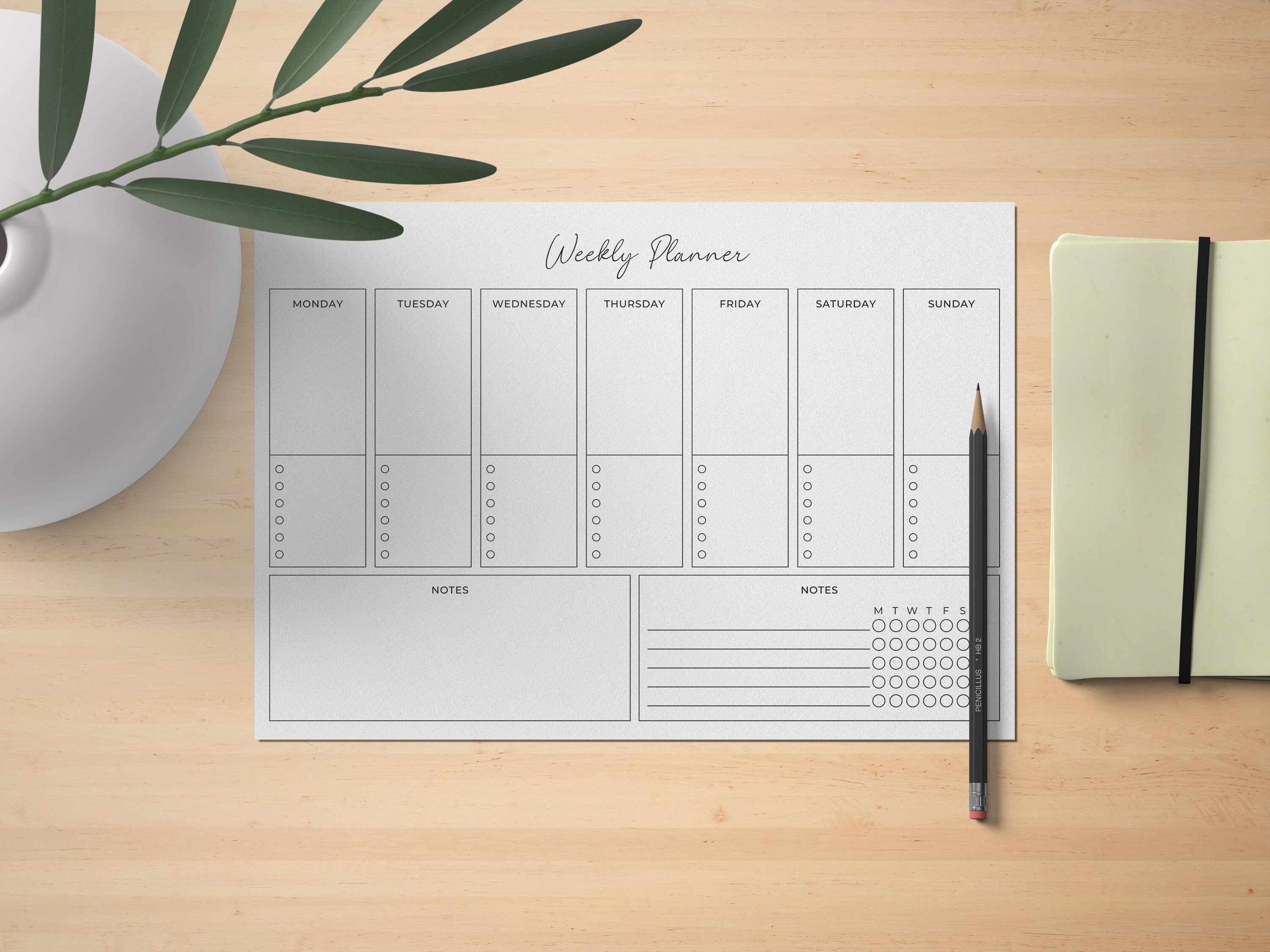 Weekly Planner Printable Minimalist Weekly Planner PDF, Desk Planner ...