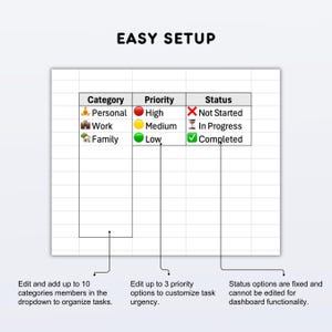 Excel to Do List With Categories, Priority & Status: Digital Checklist ...
