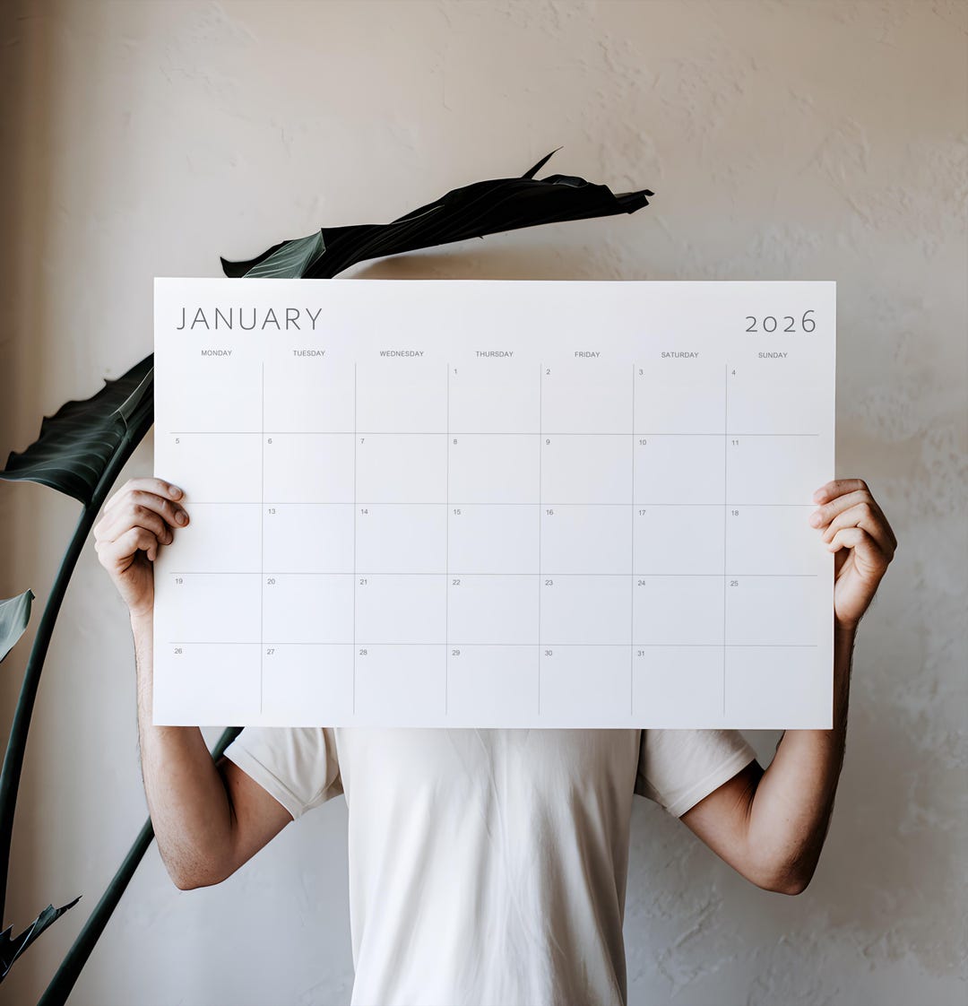 Large Monthly Calendar 2026, Printable Wall Planner Landscape (PDF ...
