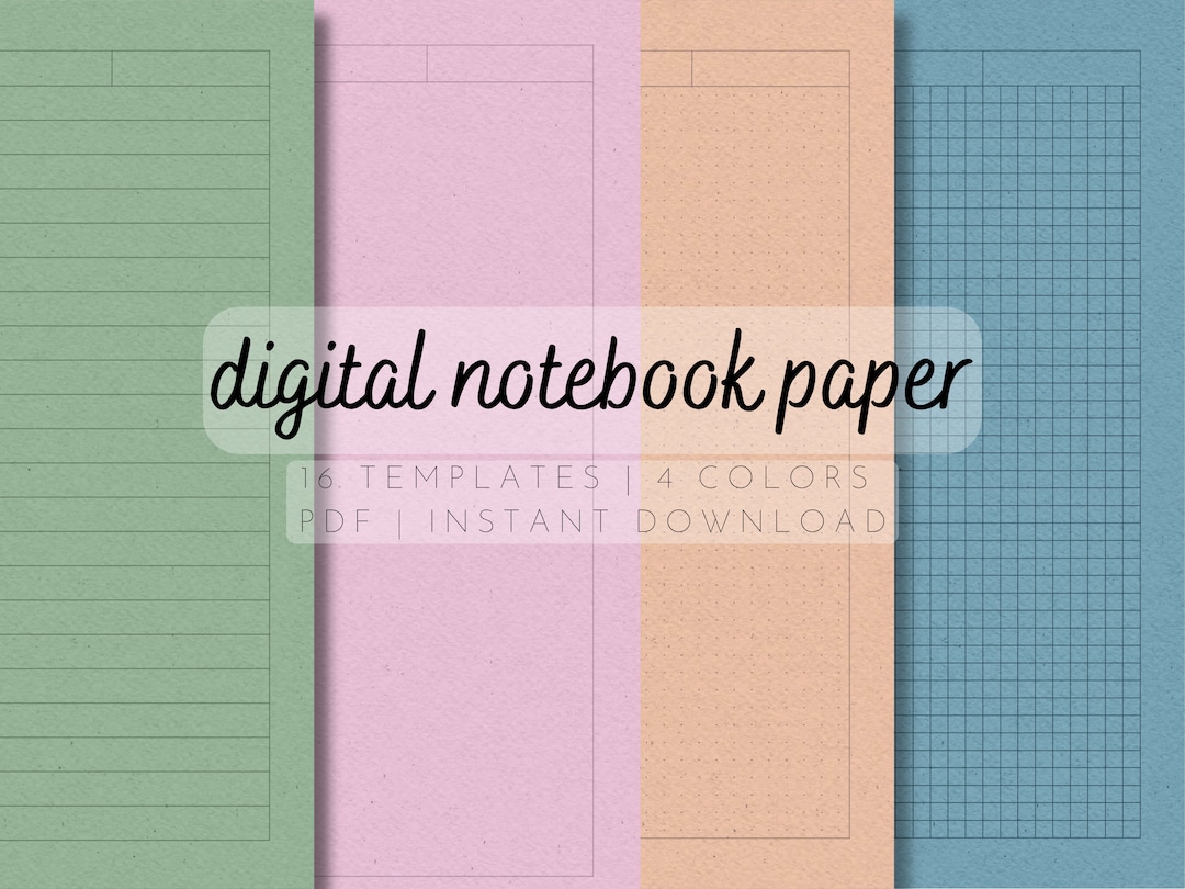 Digital Paper Pack for Note Taking | Lined, Dot, Graph and Blank Paper ...