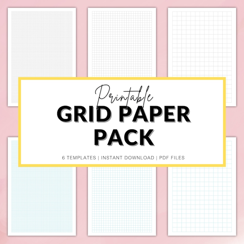 Printable Graph Paper Pack PDF, Grid Paper Templates Bundle of 6, A4 ...