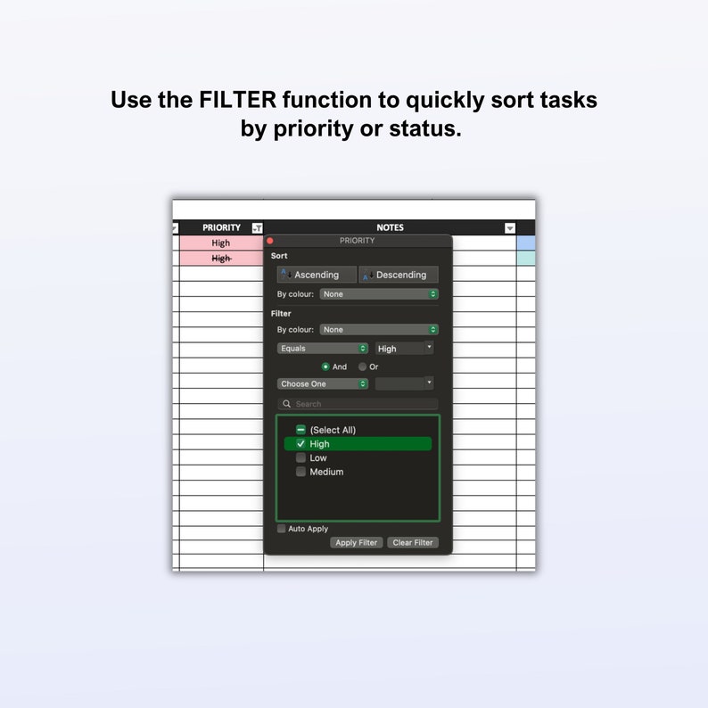 Simple Excel To-do List Template: Task Tracker Dashboard (digital ...