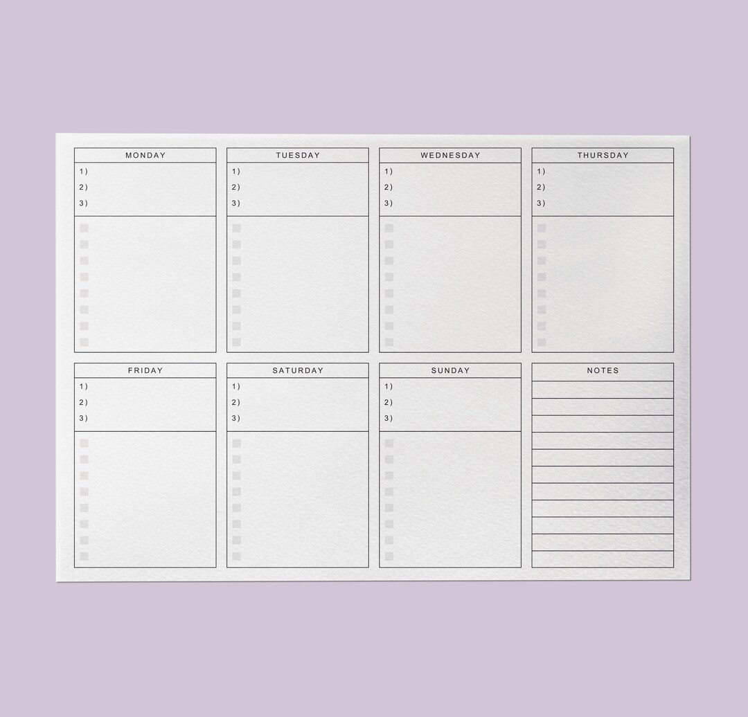 Weekly Planner Printable Weekly Organizer Minimalist Weekly Checklist ...