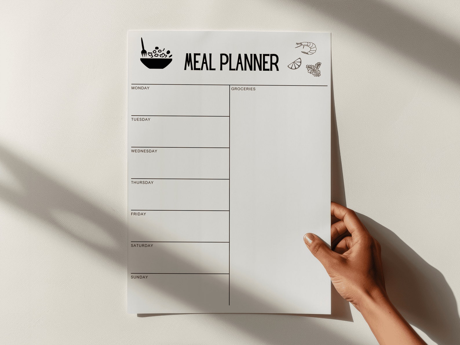 Weekly Meal Planner: Minimalist Grocery List, A4 & Letter (PDF Download ...