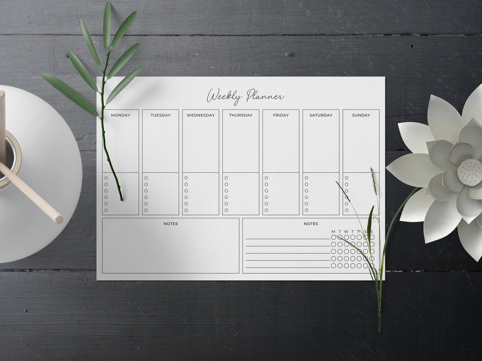 Weekly Planner Printable Minimalist Weekly Planner PDF, Desk Planner ...